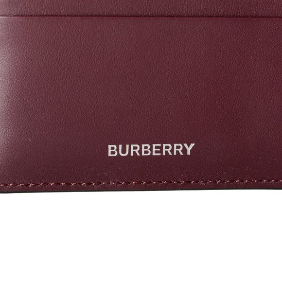 Burberry | Bags | Burberry Mens Deep Maroon Logo Print Leather Bifold ...